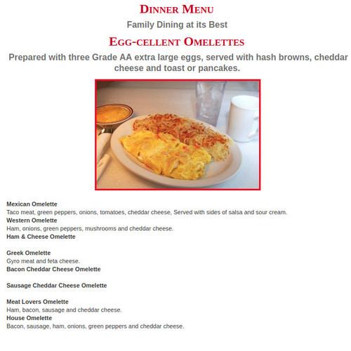 Chippewa Family Restaurant menu in Chippewa Falls, Wisconsin, USA