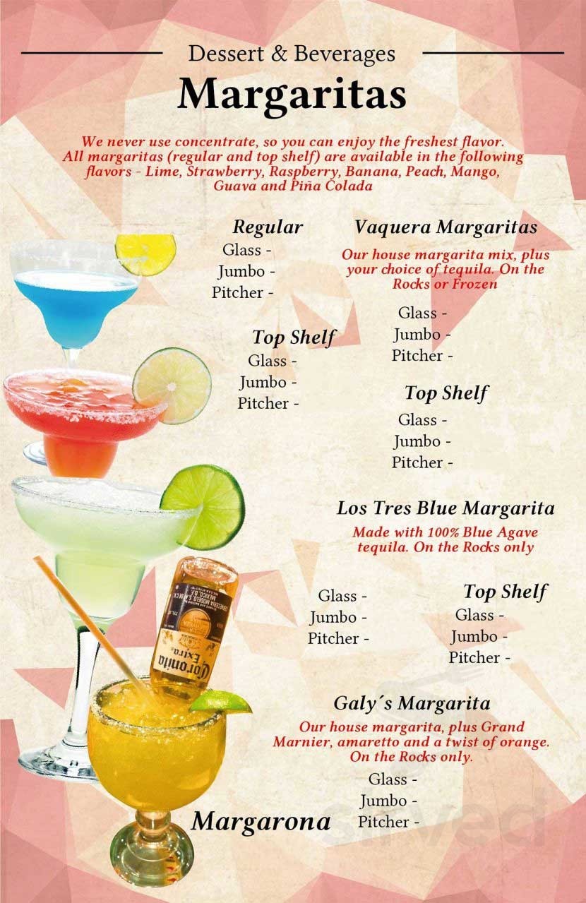 Los Tres Vaqueros menu in Raleigh, North Carolina, USA