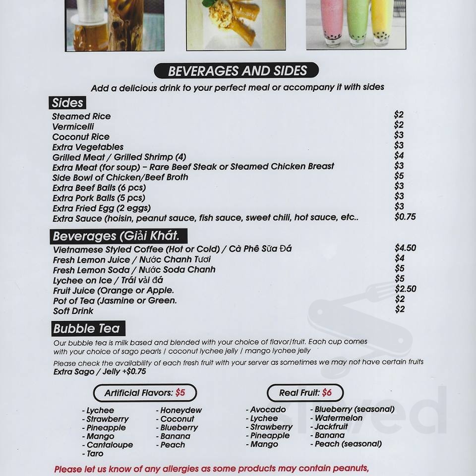 Viet’s Taste Vietnamese Cuisine menus in Sherwood Park, Alberta, Canada