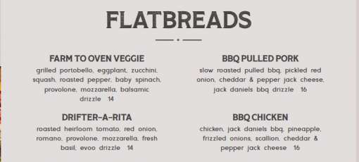 Menu for Drifters Kitchen and Bar in Ridge, NY | Sirved