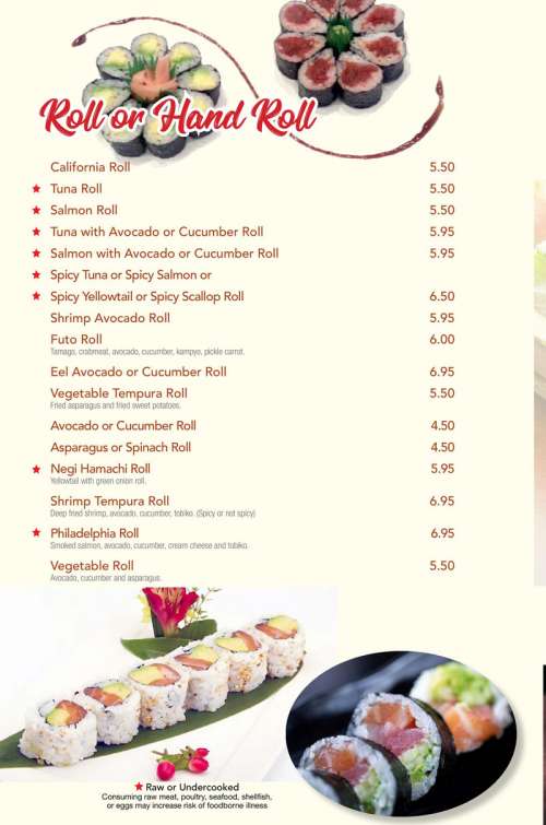 Takumi menu in Madison, Wisconsin, USA