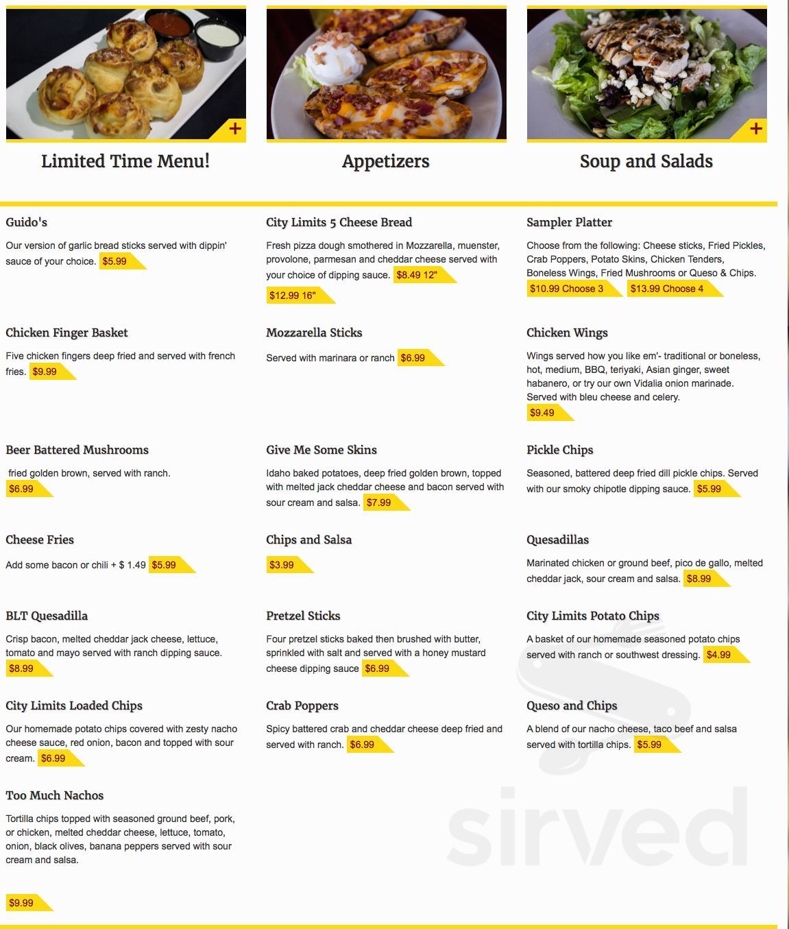 Menu for City Limits Mason in Mason, MI | Sirved