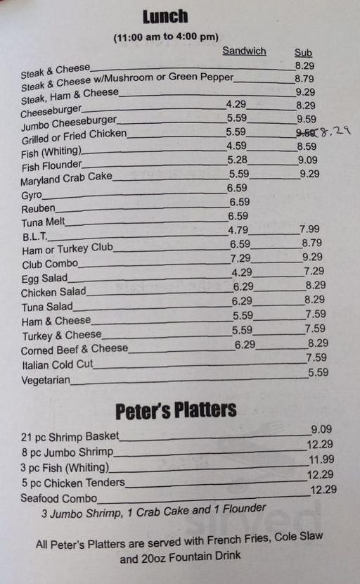 Menu for Peter's Grill in Rockville, MD | Sirved