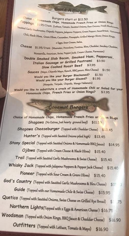 Stony Ridge Resort & Cafe menus in Ely, Minnesota, United States