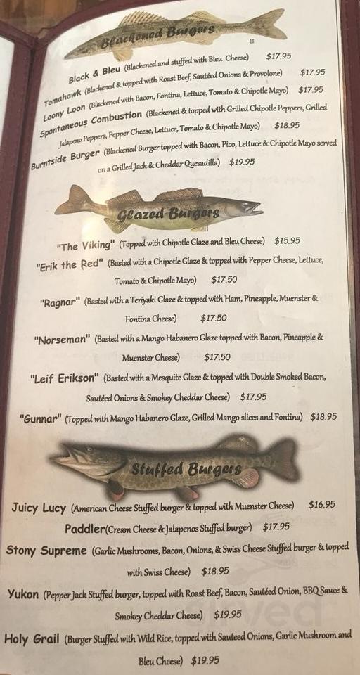 Stony Ridge Resort & Cafe menus in Ely, Minnesota, United States