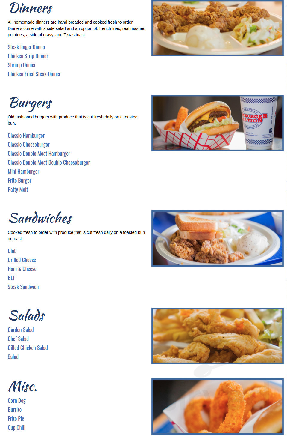 Keith's Hamburger Station menus in Odessa, Texas, United States