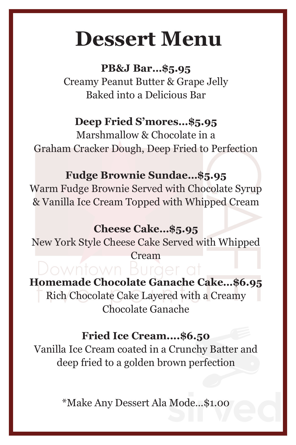 Five Points Cafe menu in Sayville, New York, USA