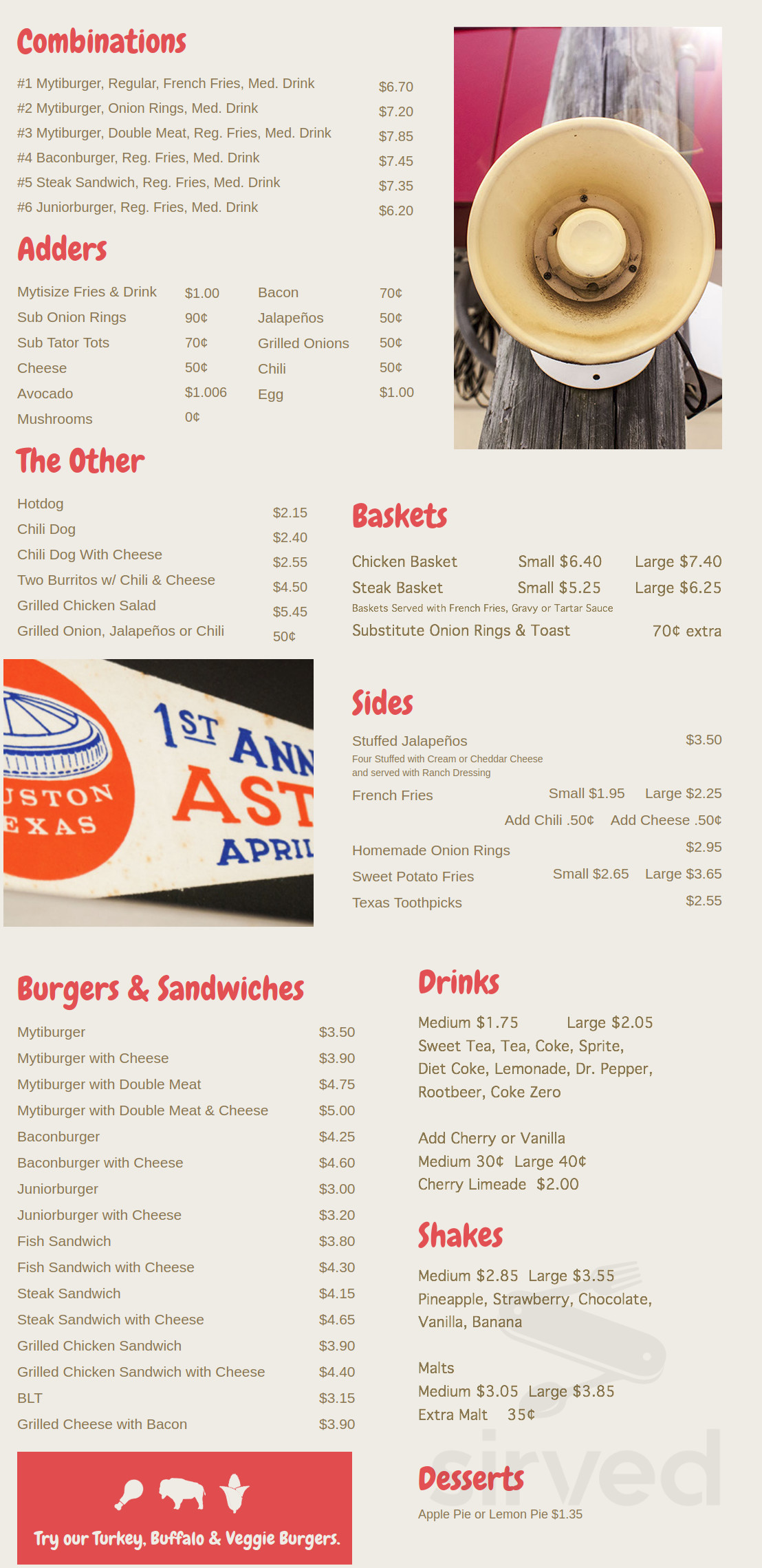Menu - Houston TX's Mytiburger | Sirved