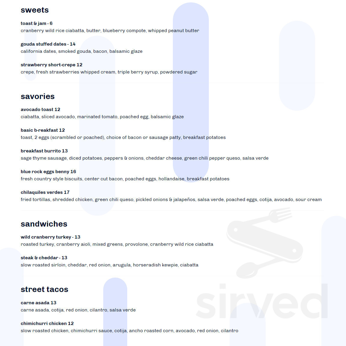 Blue Rock Grill menus in Duluth, Minnesota, United States