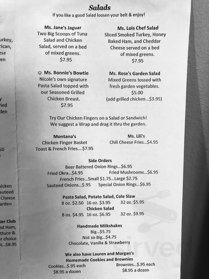 Menu - Orange Park FL's Nicole's On The River | Sirved