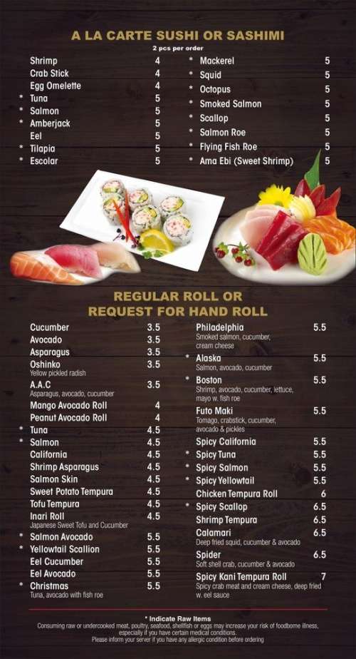 Fuji Hibachi & Sushi menu in Monroe, Michigan, USA