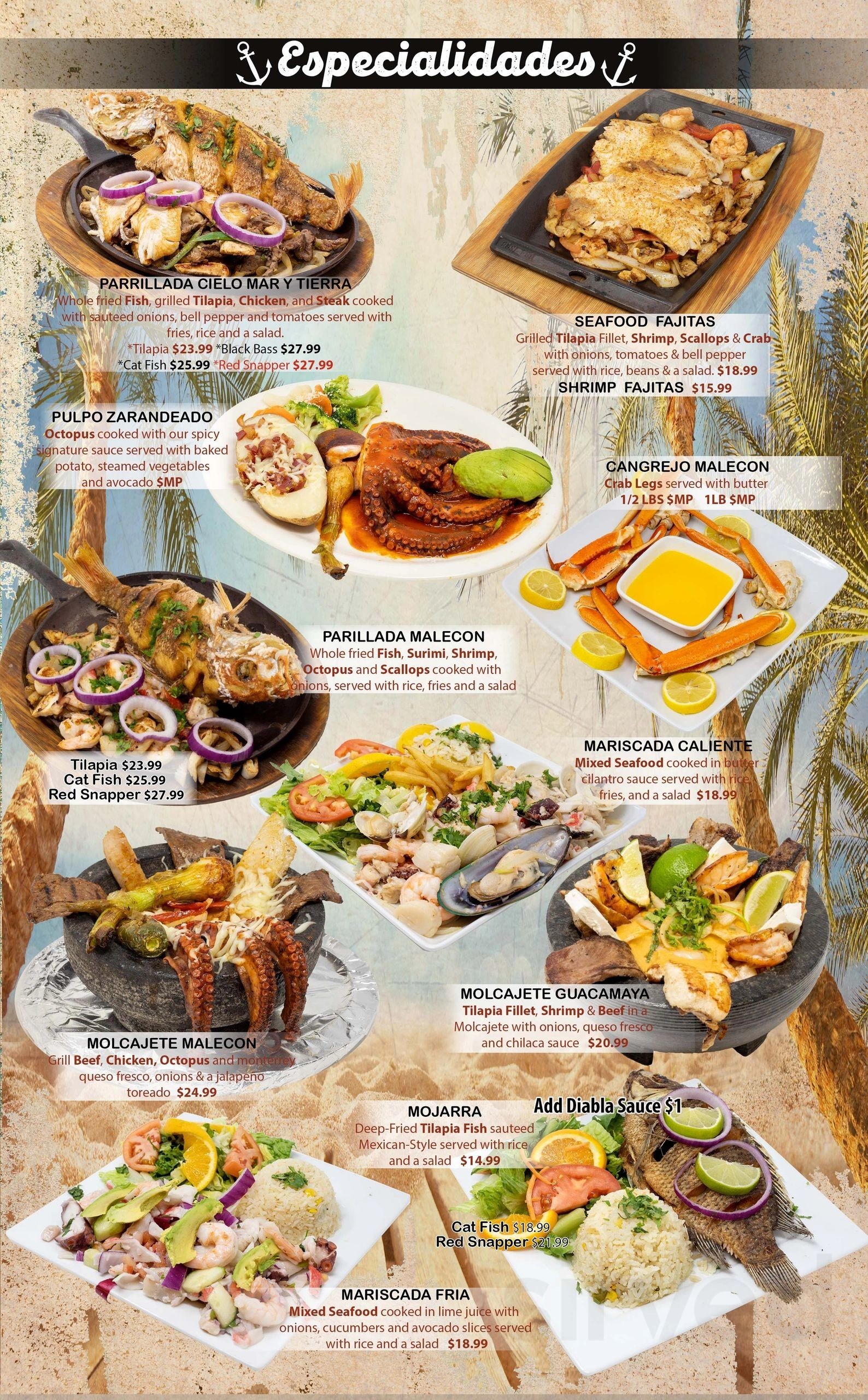 El Malecon menu in Midland, Texas, USA