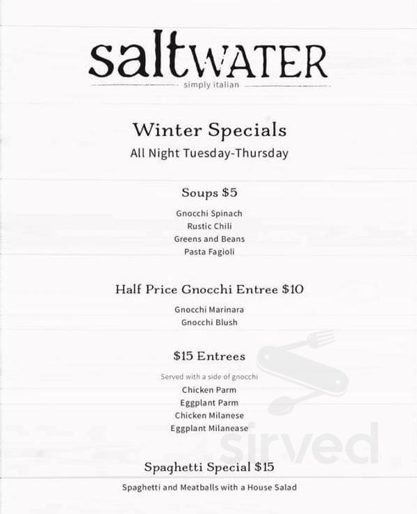 Menu for Saltwater in Margate City, NJ | Sirved