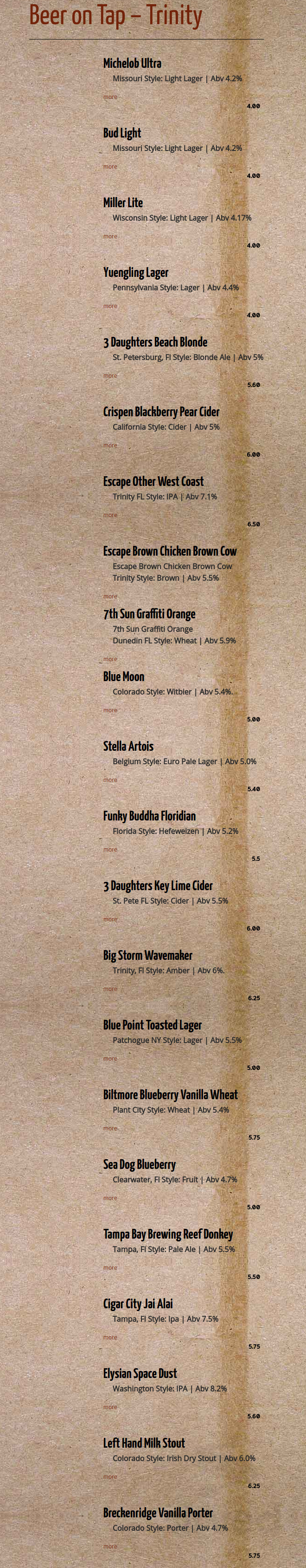 Craft Street Kitchen Menu - Trinity, Florida | Sirved