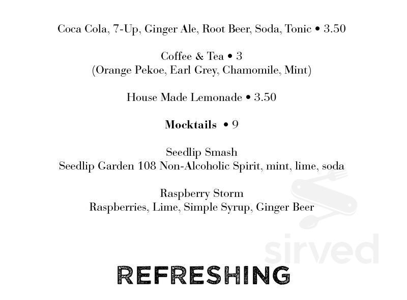 Menu for Porch Light in Elora, ON | Sirved