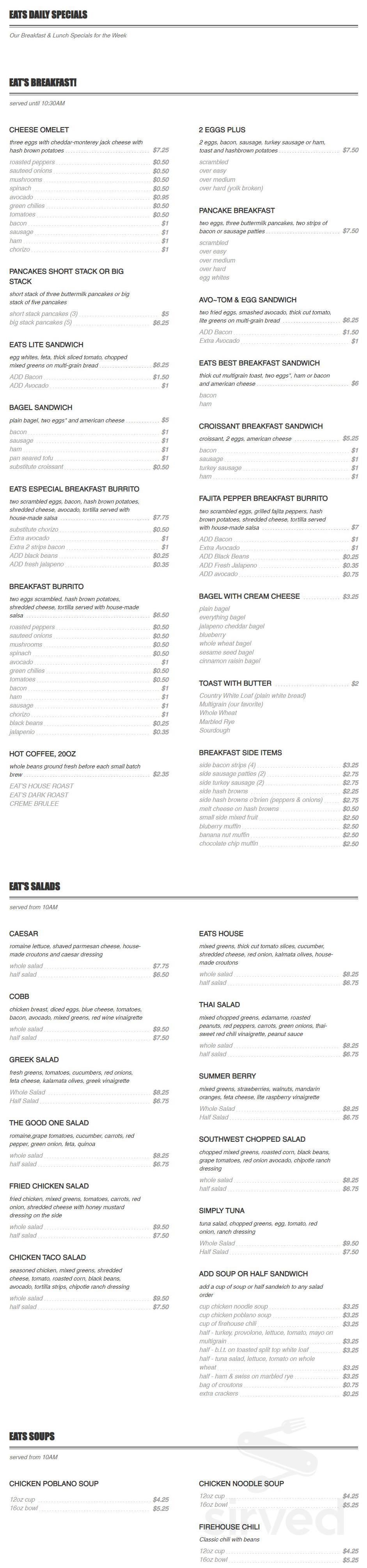 PHX Eats Cafe menu in Phoenix, Arizona, USA