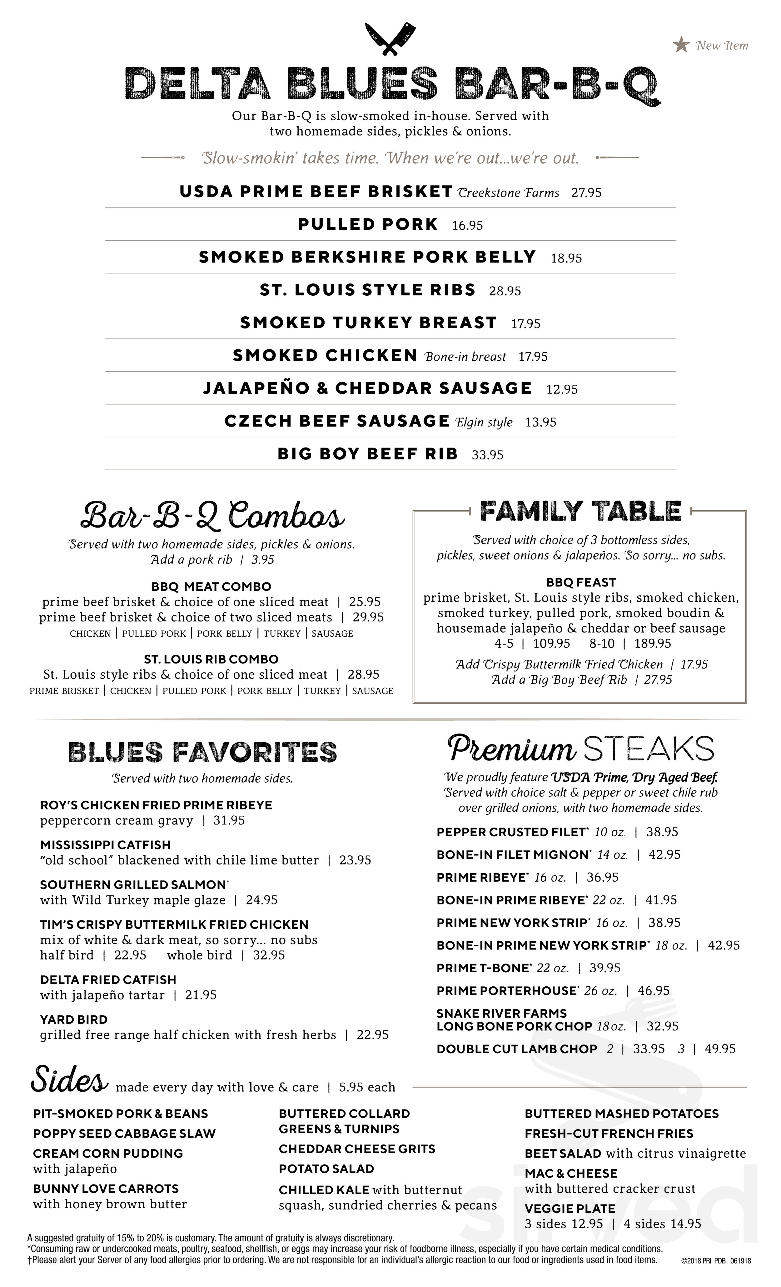 Pappas Delta Blues Smokehouse menu in Plano, Texas, USA