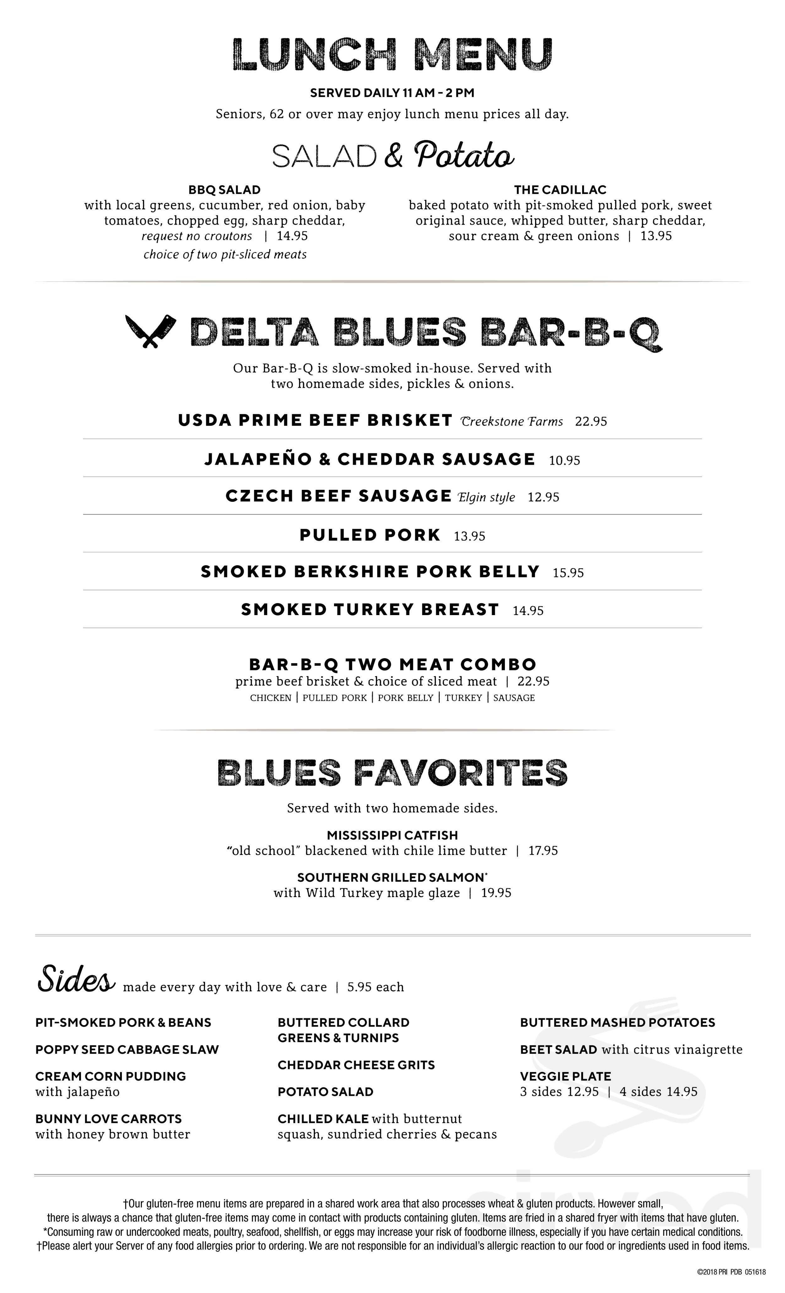 Pappas Delta Blues Smokehouse menu in Plano, Texas, USA
