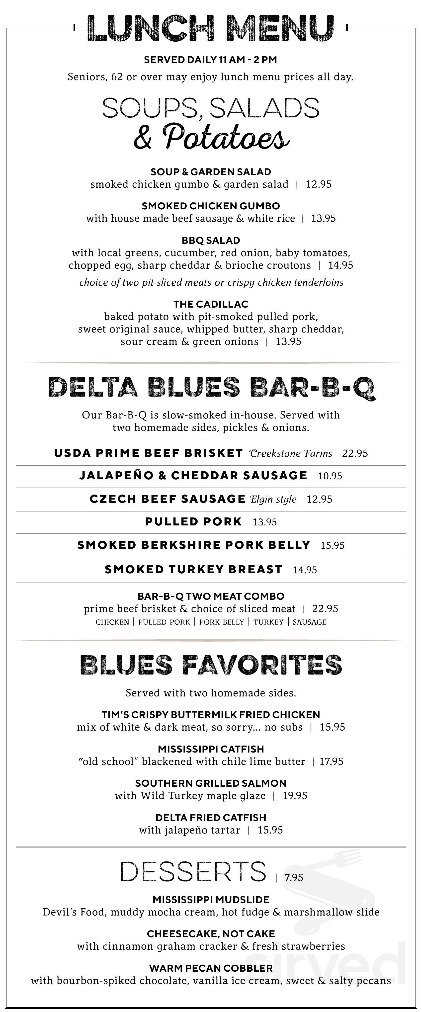 Pappas Delta Blues Smokehouse menu in Plano, Texas, USA