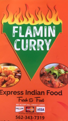 Flamin Curry menu in Long Beach, California, USA