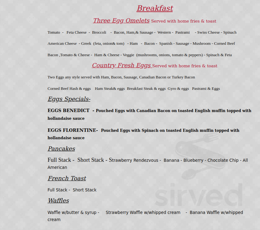 Branford Townhouse Restaurant menu in Branford, Connecticut, USA