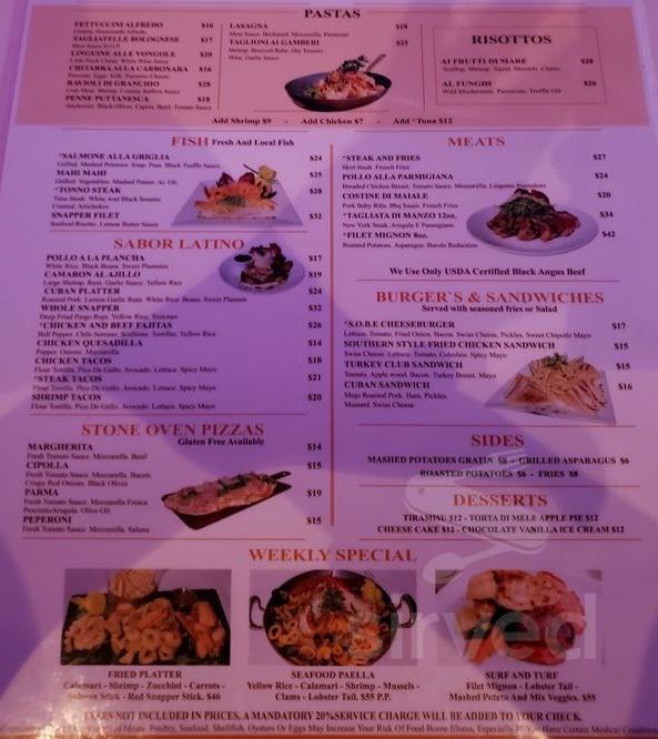 Caffe Milano menu in Miami Beach, Florida, USA