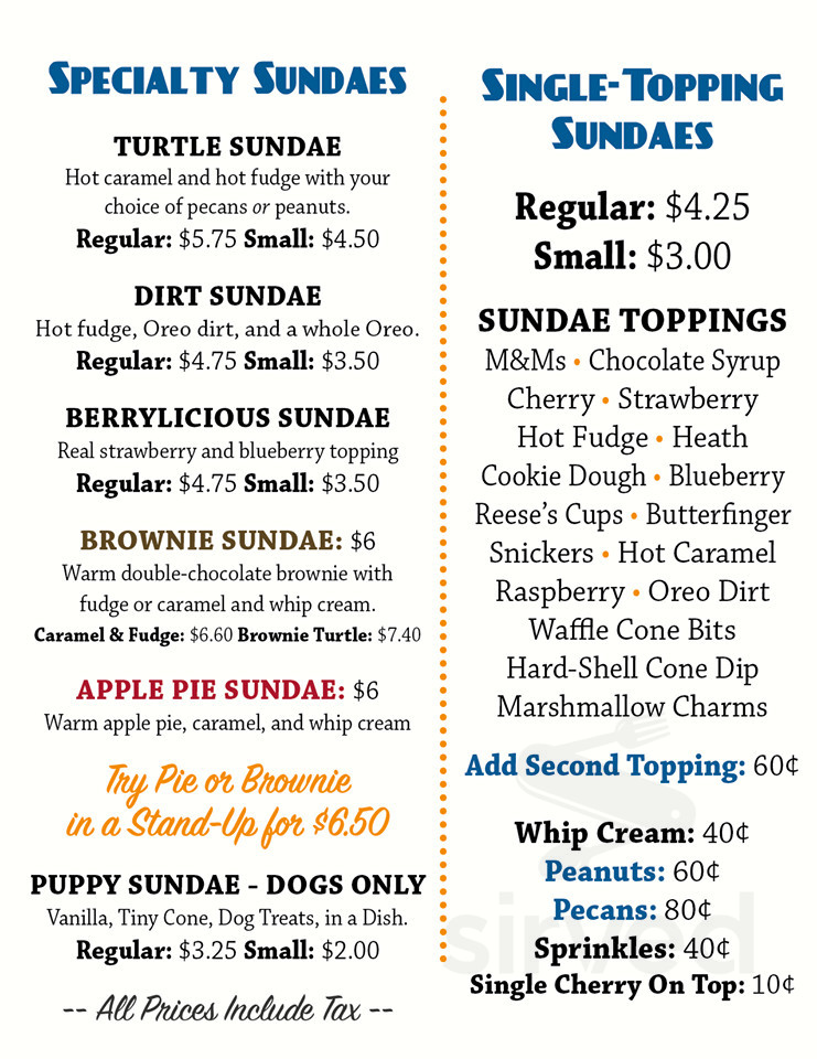 Corner Cone menu in Lake Ann, Michigan, USA