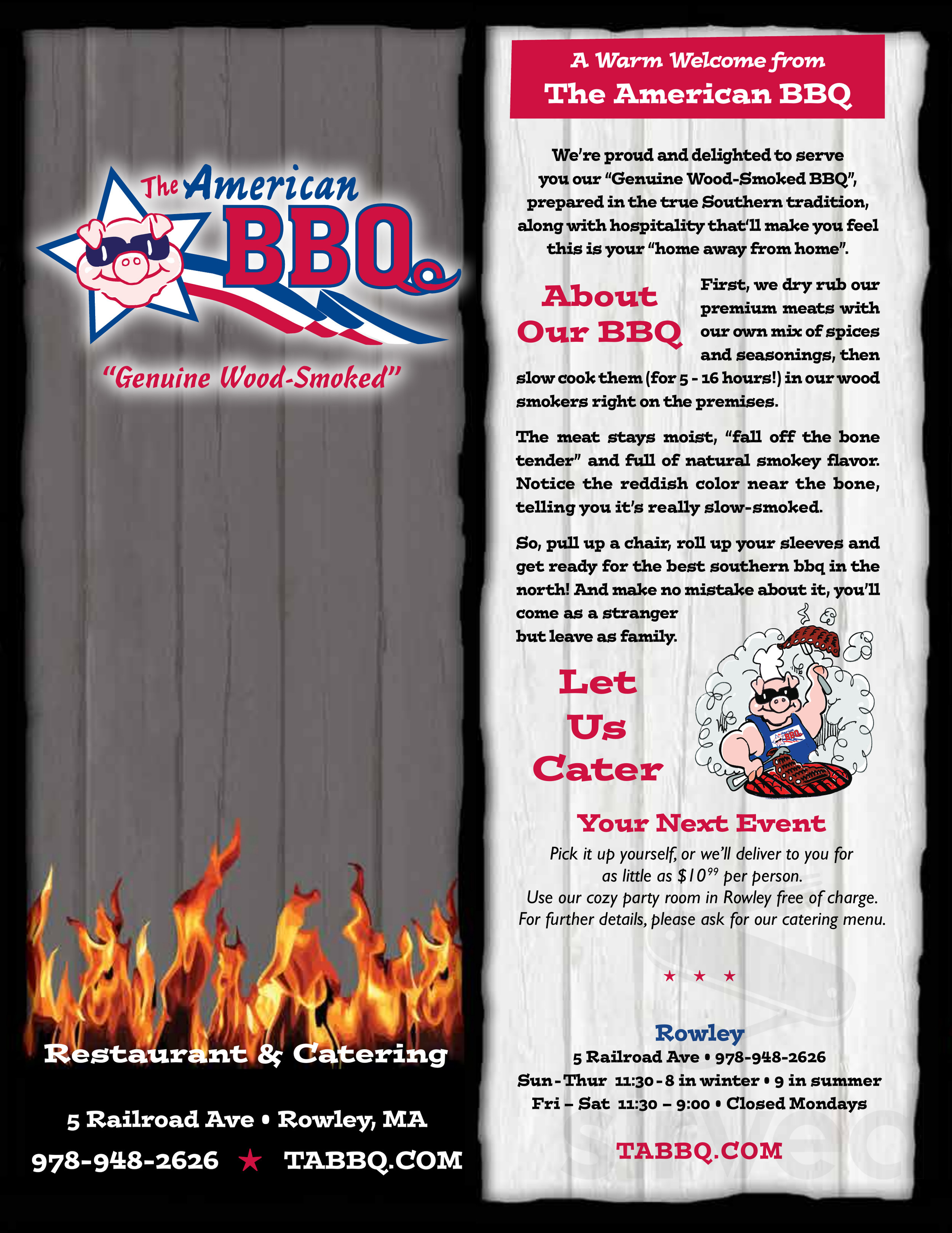 Menu - Rowley MA's American BBQ Smokehouse & Grill | Sirved
