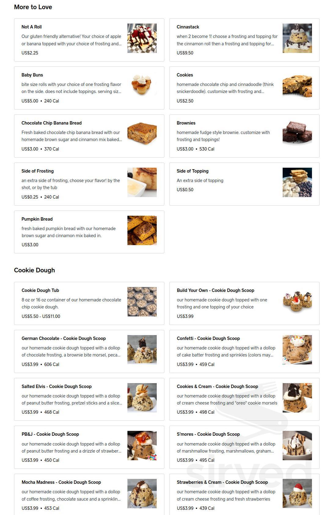 Cinnaholic menus in Richardson, Texas, United States