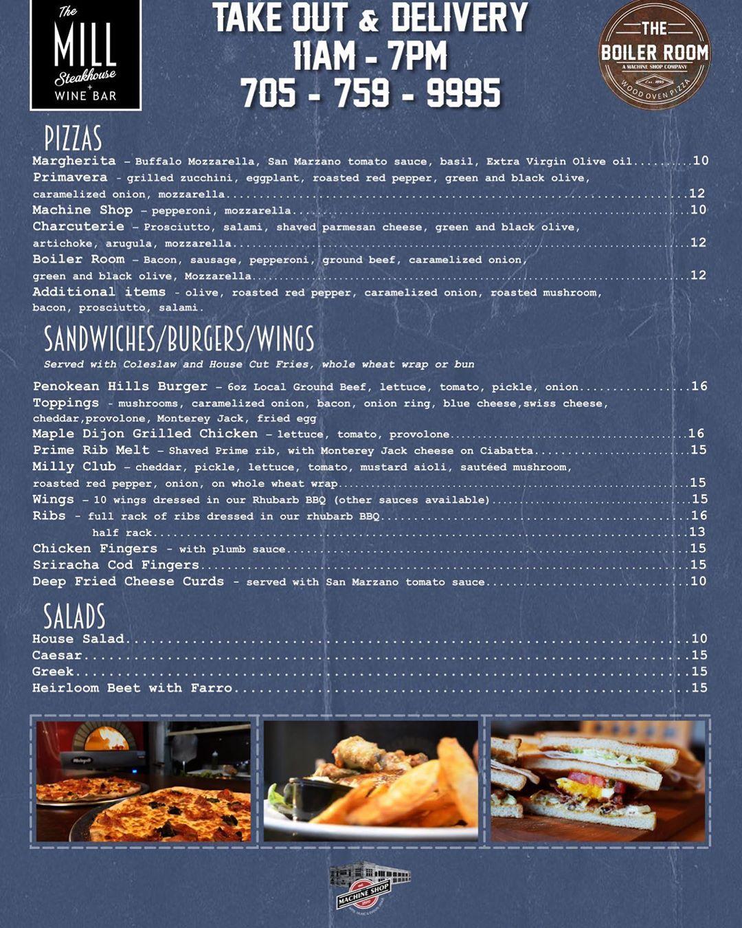 The Boiler Room menu in Sault Ste. Marie, Ontario, Canada