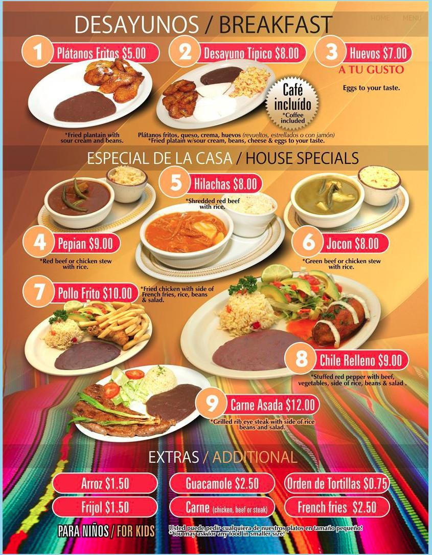 Antojitos Chapines menu in Hillsboro, Oregon, USA