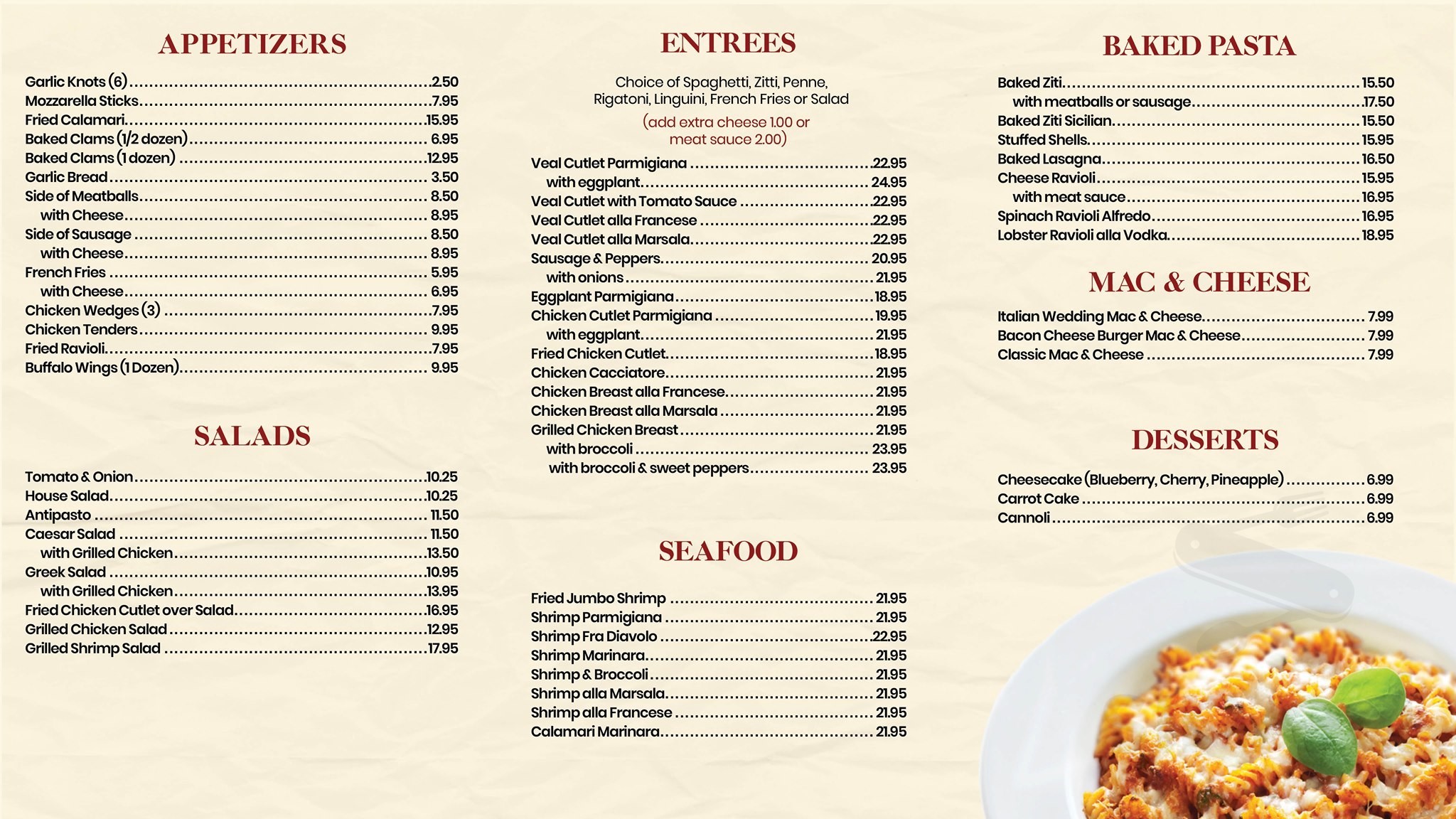 Pizza Sam menu in Queens, New York, USA