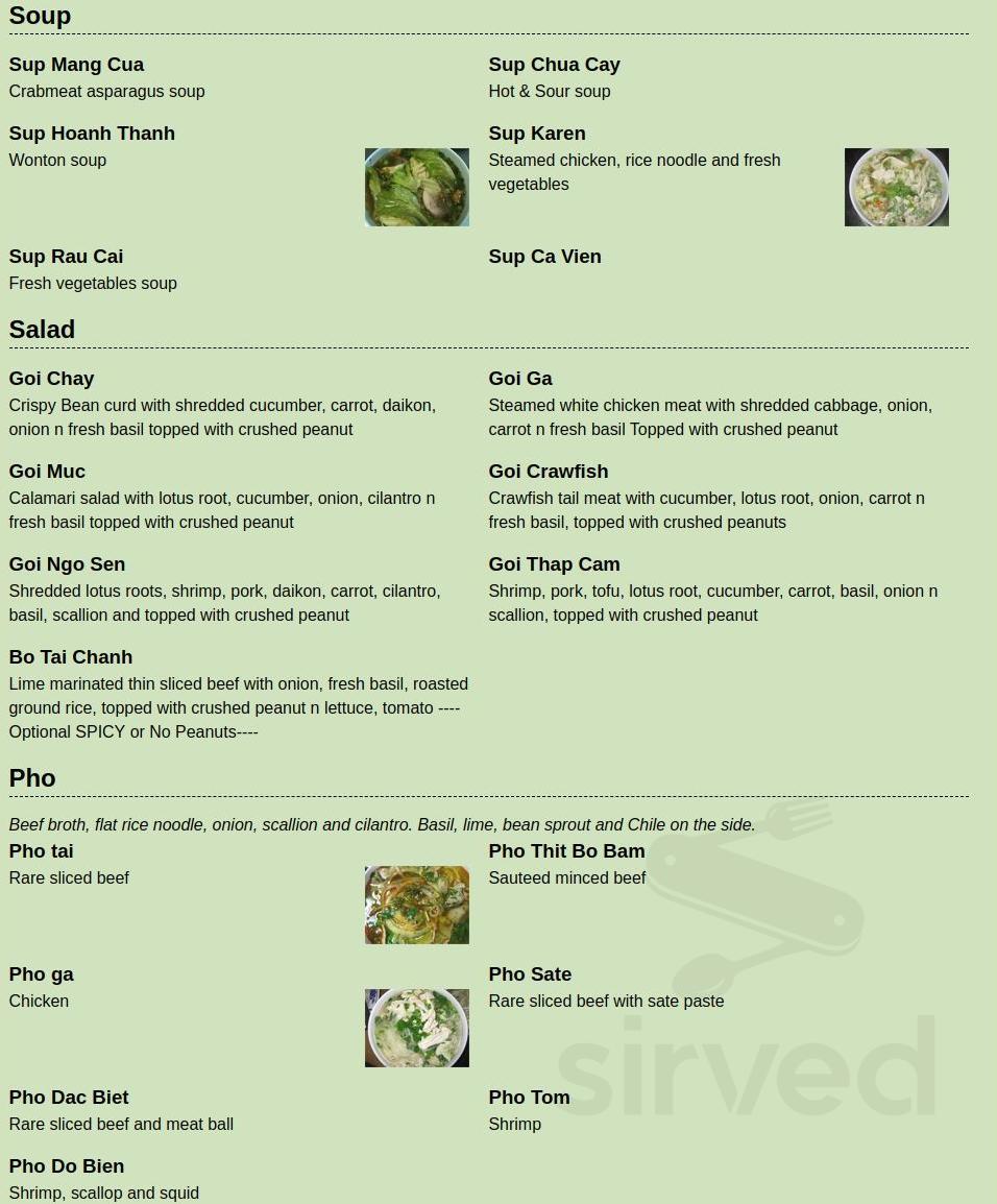 Mekong Authentic Vietnamese Cuisine menu in Sandusky, Ohio, USA