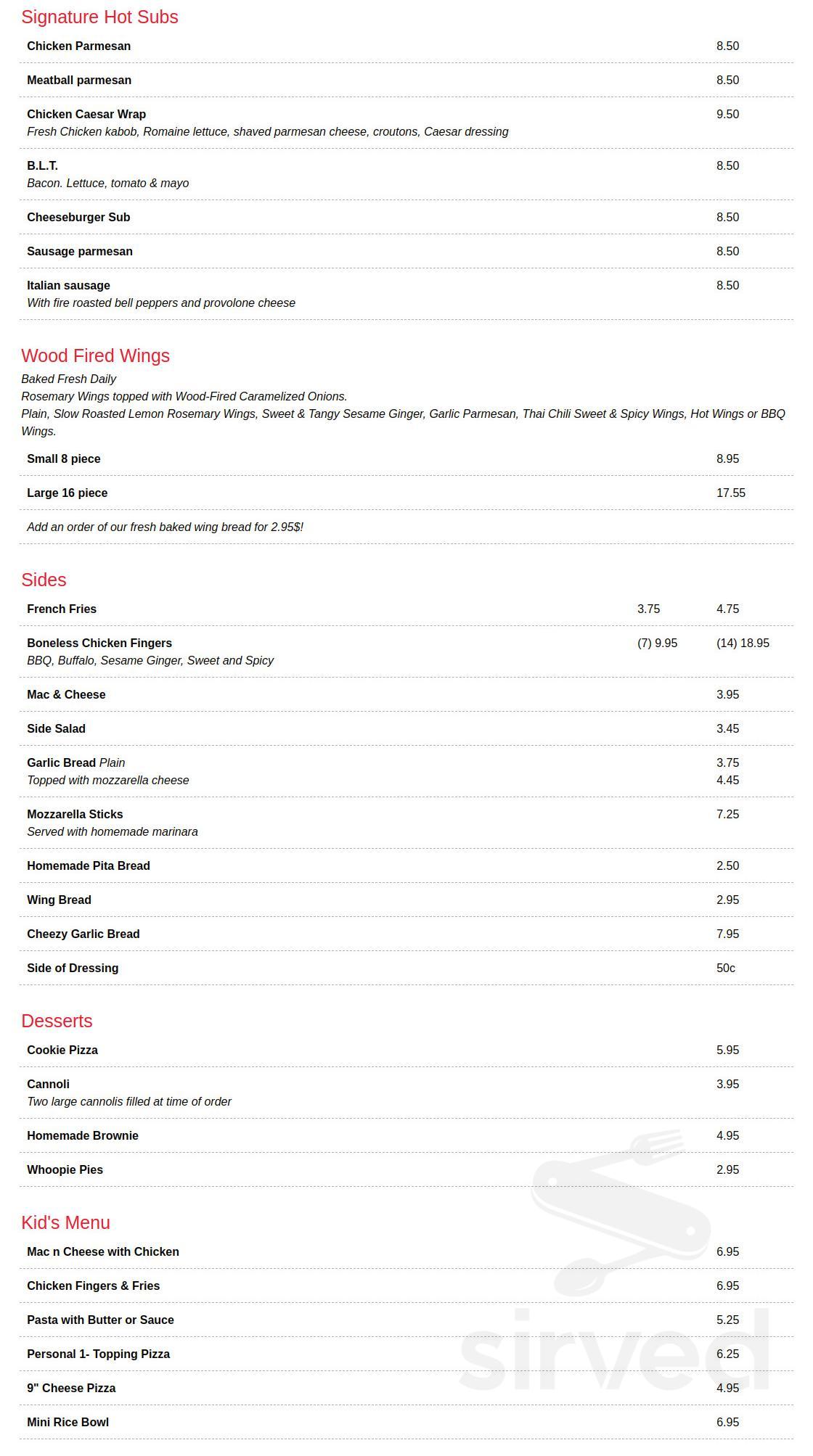 Balducci's Wood Fired Pizza menu in Salem, New Hampshire, USA