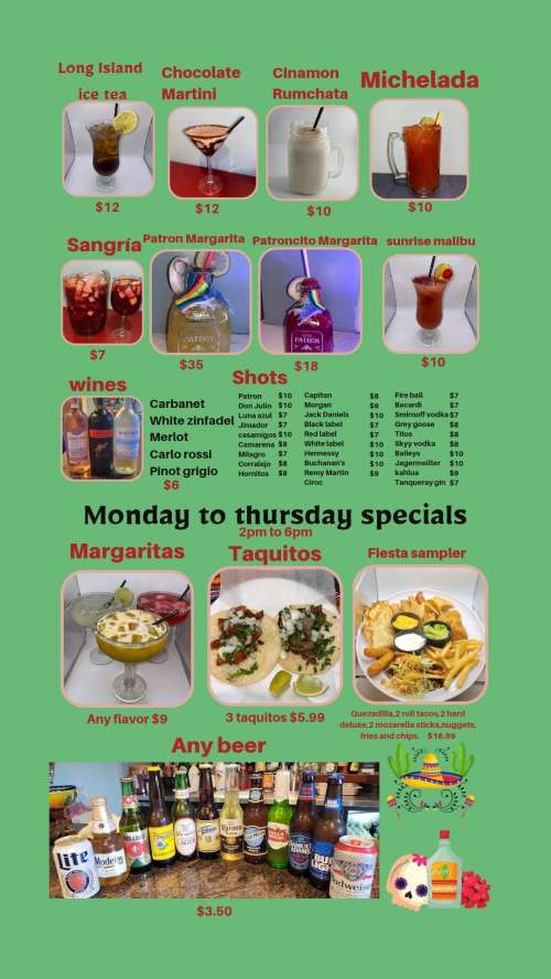 Taconeando Mexican Style Restaurant menu in Riverside, Rhode Island, USA
