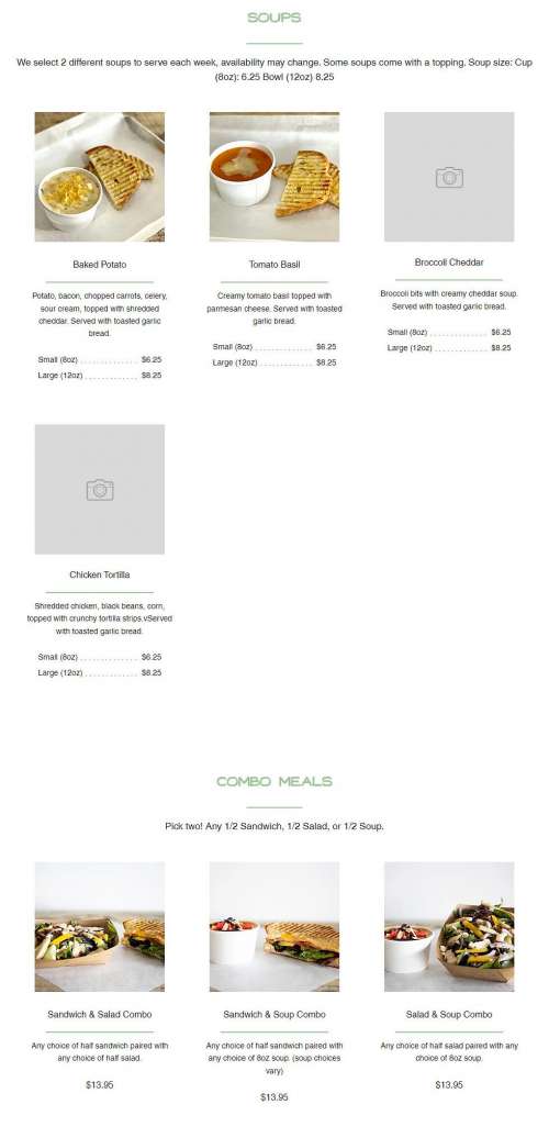 Main St. Sweets menu in Mesa, Arizona, USA