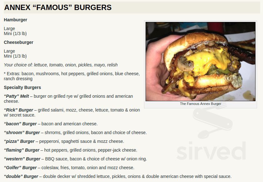 The Annex Bar & Grille menus in Solon, Ohio, United States