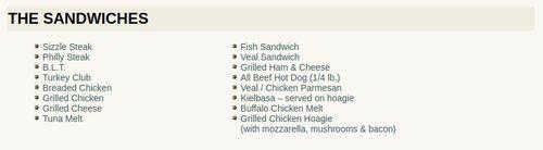 The Annex Bar & Grille menu in Solon, Ohio, USA