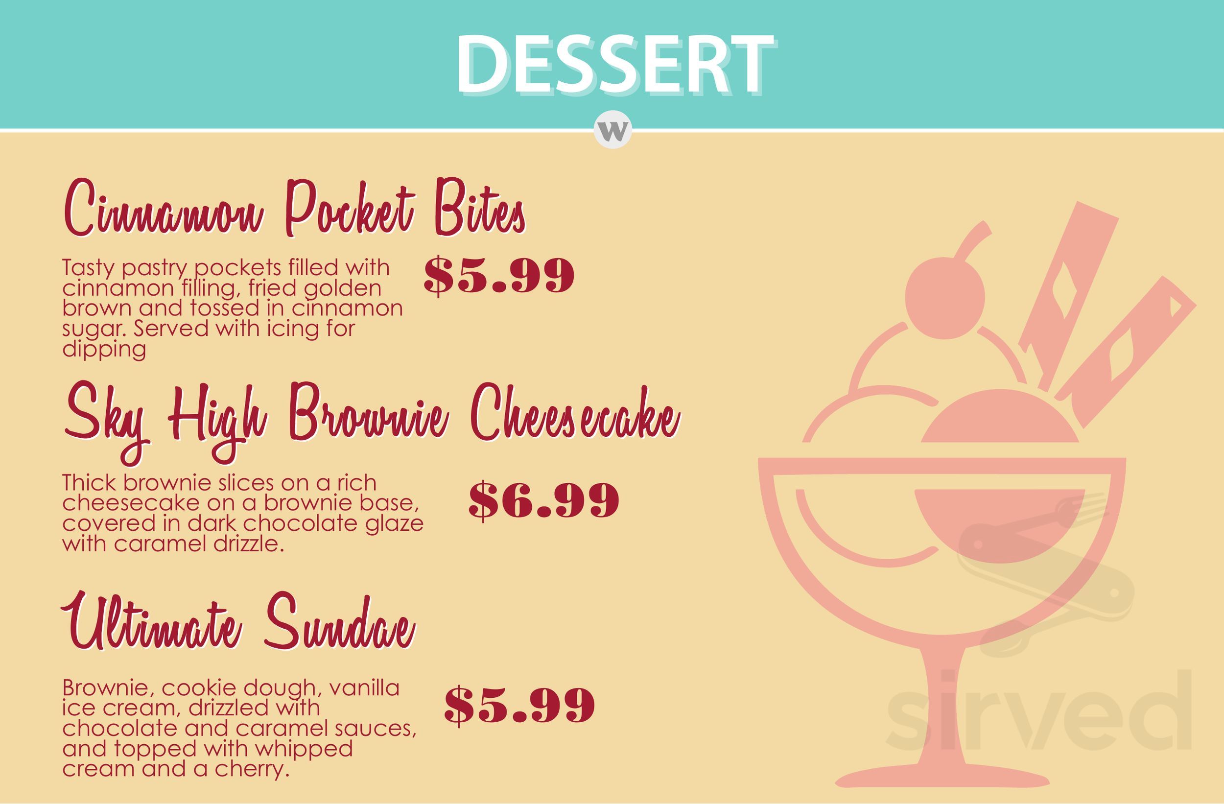 Menu for Wilf's in Waterloo, ON | Sirved