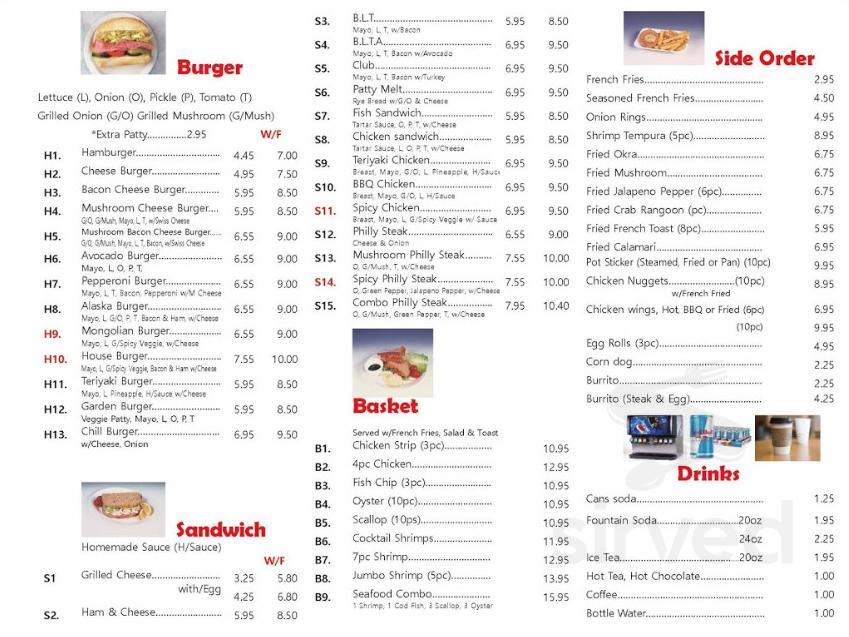 Hamburger House menu in Anchorage, Alaska, USA