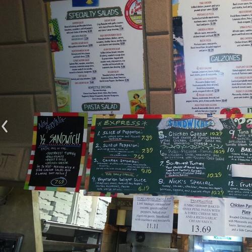 Saggios menu in Albuquerque, New Mexico, USA