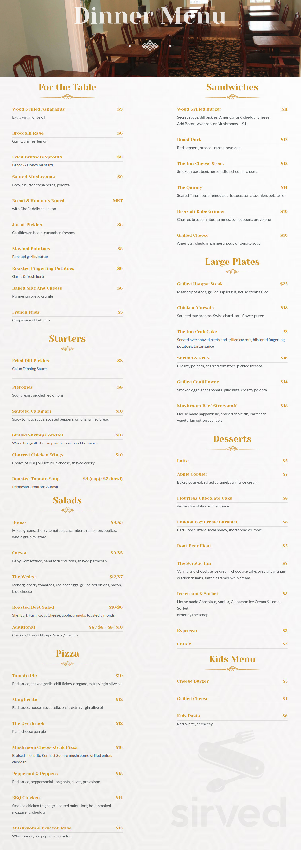 STOTTSVILLE INN menu in Coatesville, Pennsylvania, USA