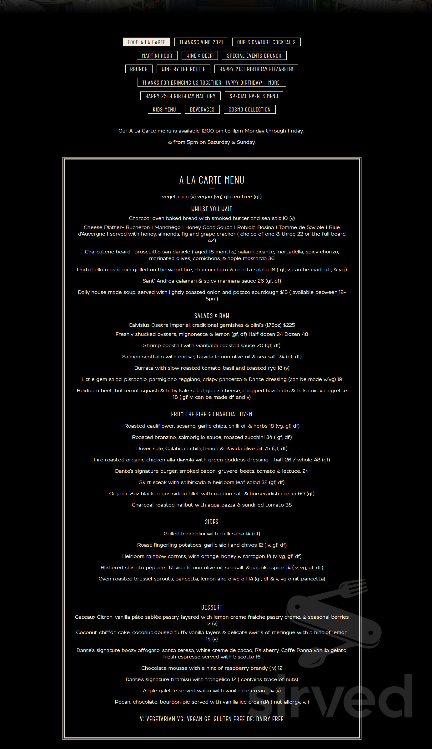 Dante NYC menus in New York, New York, United States