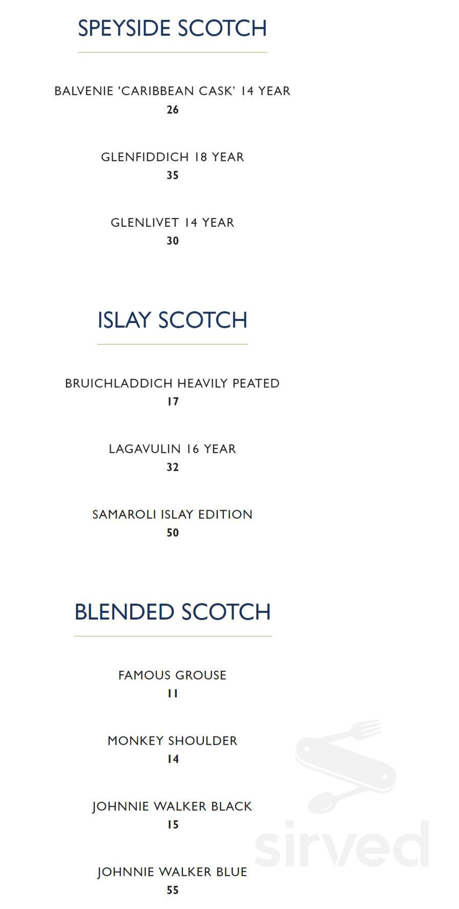 Sky & Vine Rooftop Bar menu in Napa, California, USA