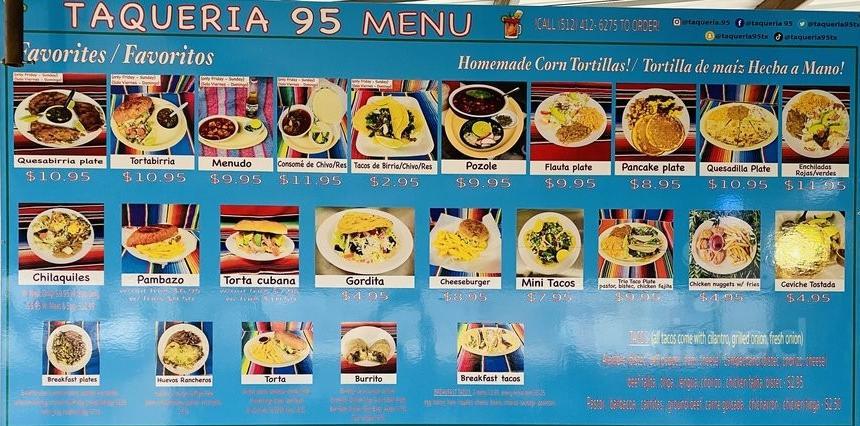 Taqueria 95 menus in Bastrop, Texas, United States