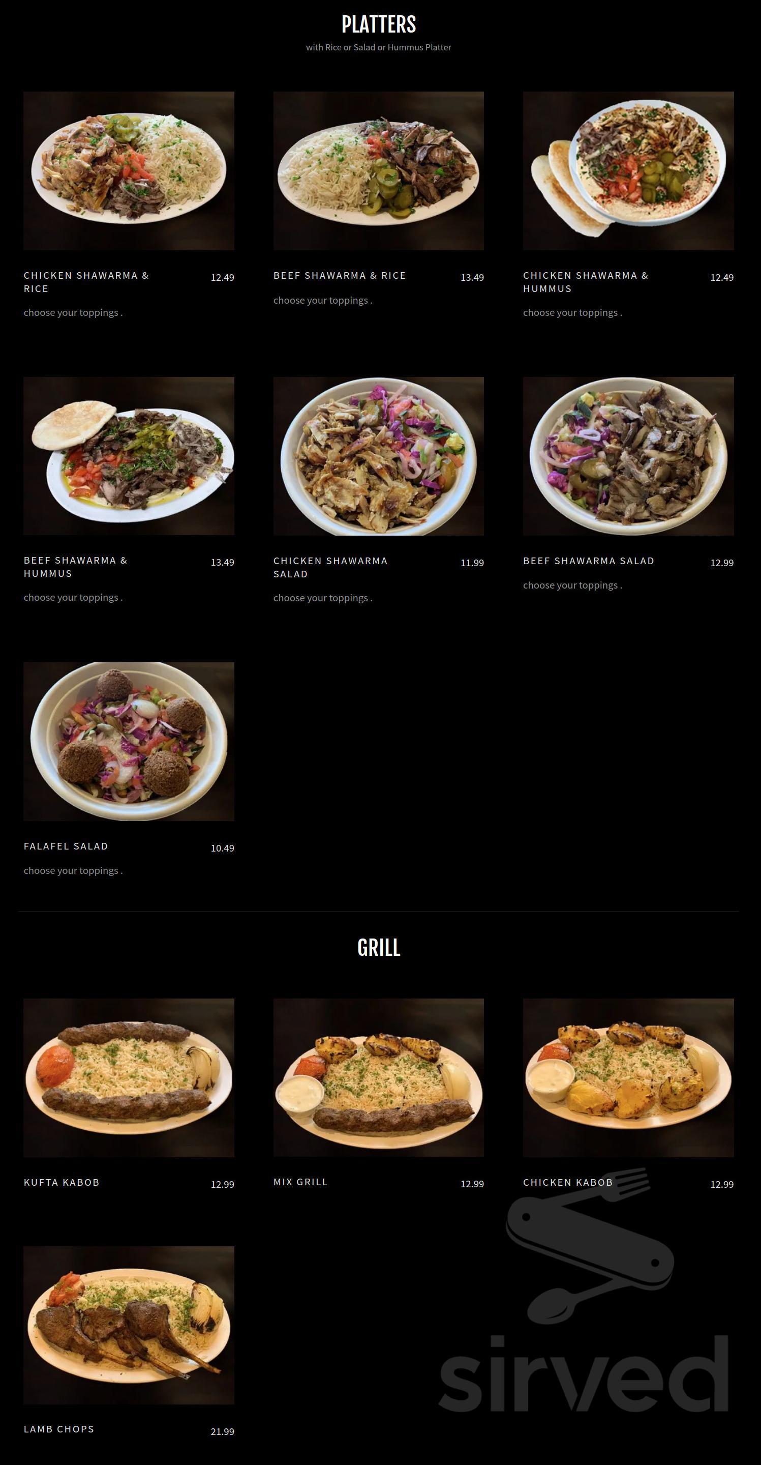 Haifa Grill Shawarma & Hookah Lounge menu in Falls Church, Virginia, USA