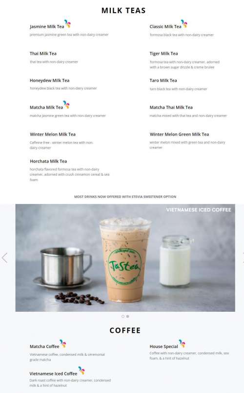Tastea Chino Hills menu in Chino Hills, California, USA