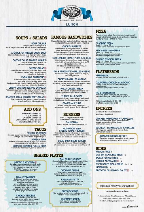 Ventura's Offshore Cafe menu in Northfield, New Jersey, USA