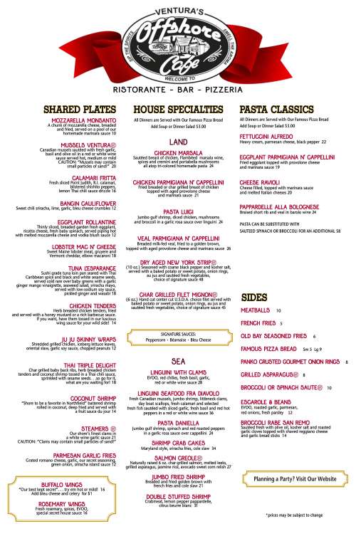 Ventura's Offshore Cafe menu in Northfield, New Jersey, USA
