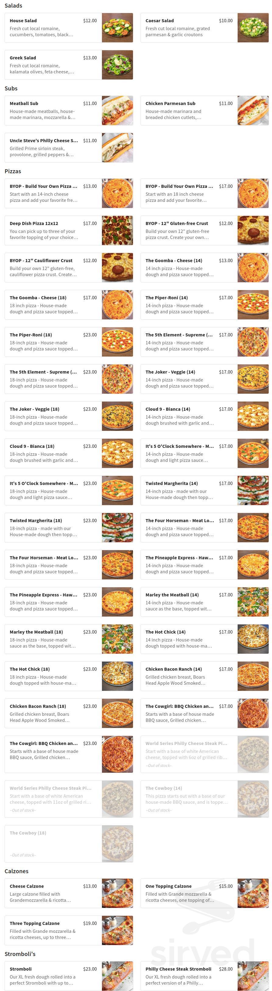 Piper's Scratch Pizza Shop menu in Palm Harbor, Florida, USA